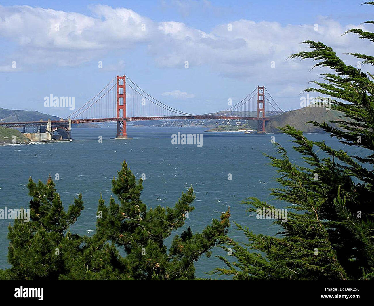 The view of San Francisco Bay from the Presidio offers a picturesque ...