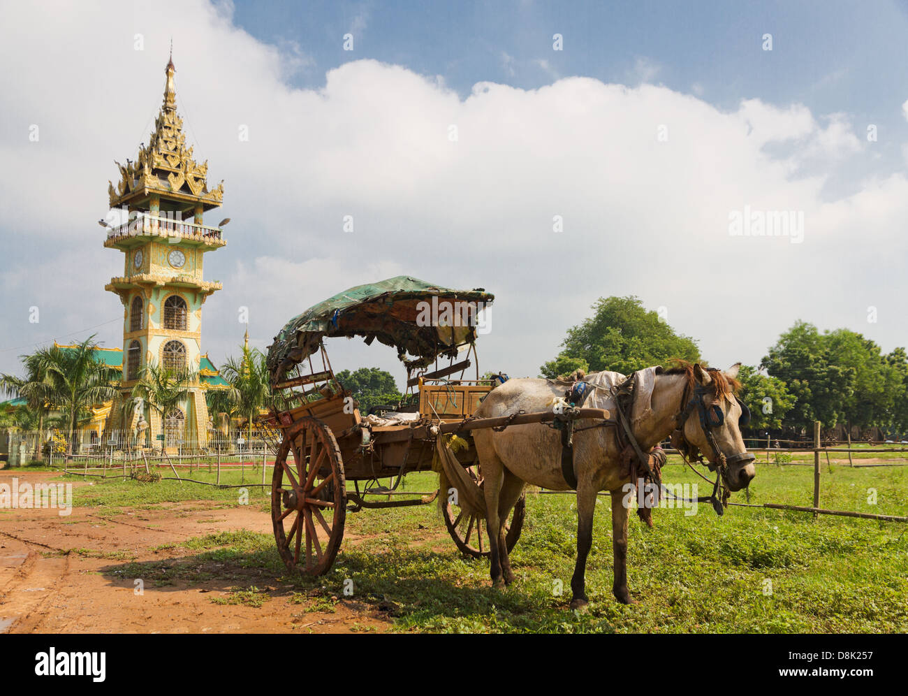 burmese horse cart with wooden wheels used for transport and to cart ...