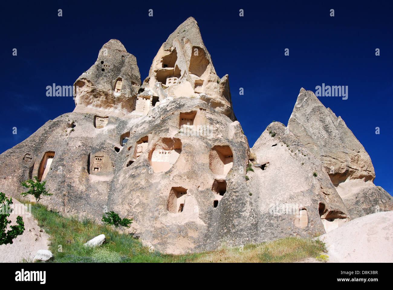 Cappadocia landscape with vulcanic rocks and houses carved in this rock ...