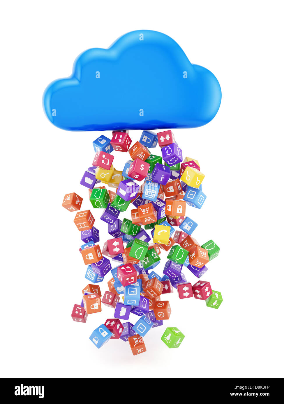 3d render of cloud with application icons Stock Photo - Alamy