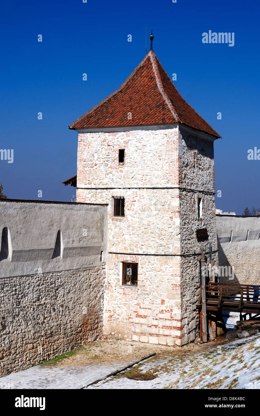 Brasov fortress tower, saxon medieval landmark in Transylvania, Romania ...