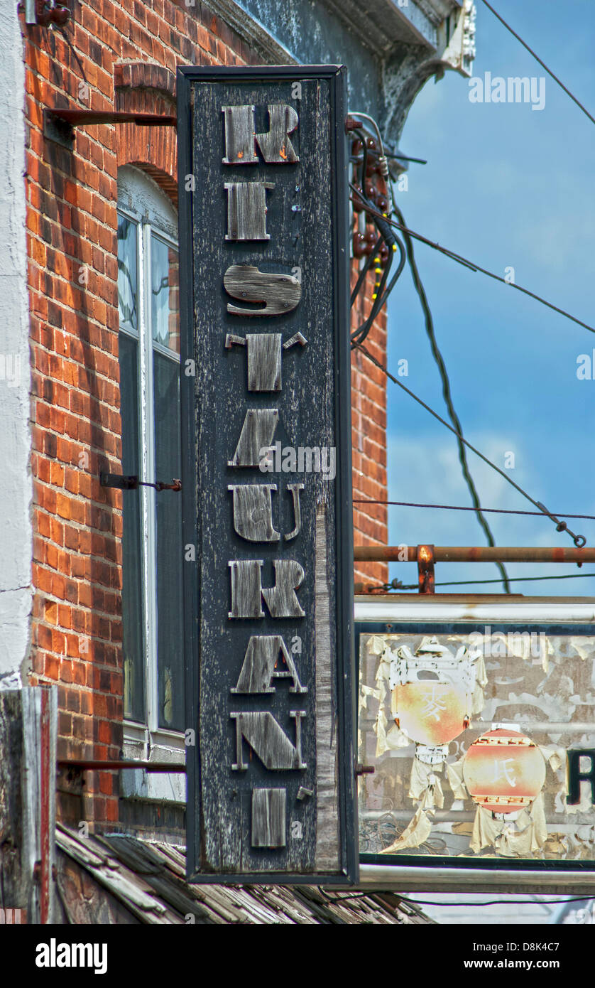 Old restaurant street sign in a small town in Northern Ontario Stock ...