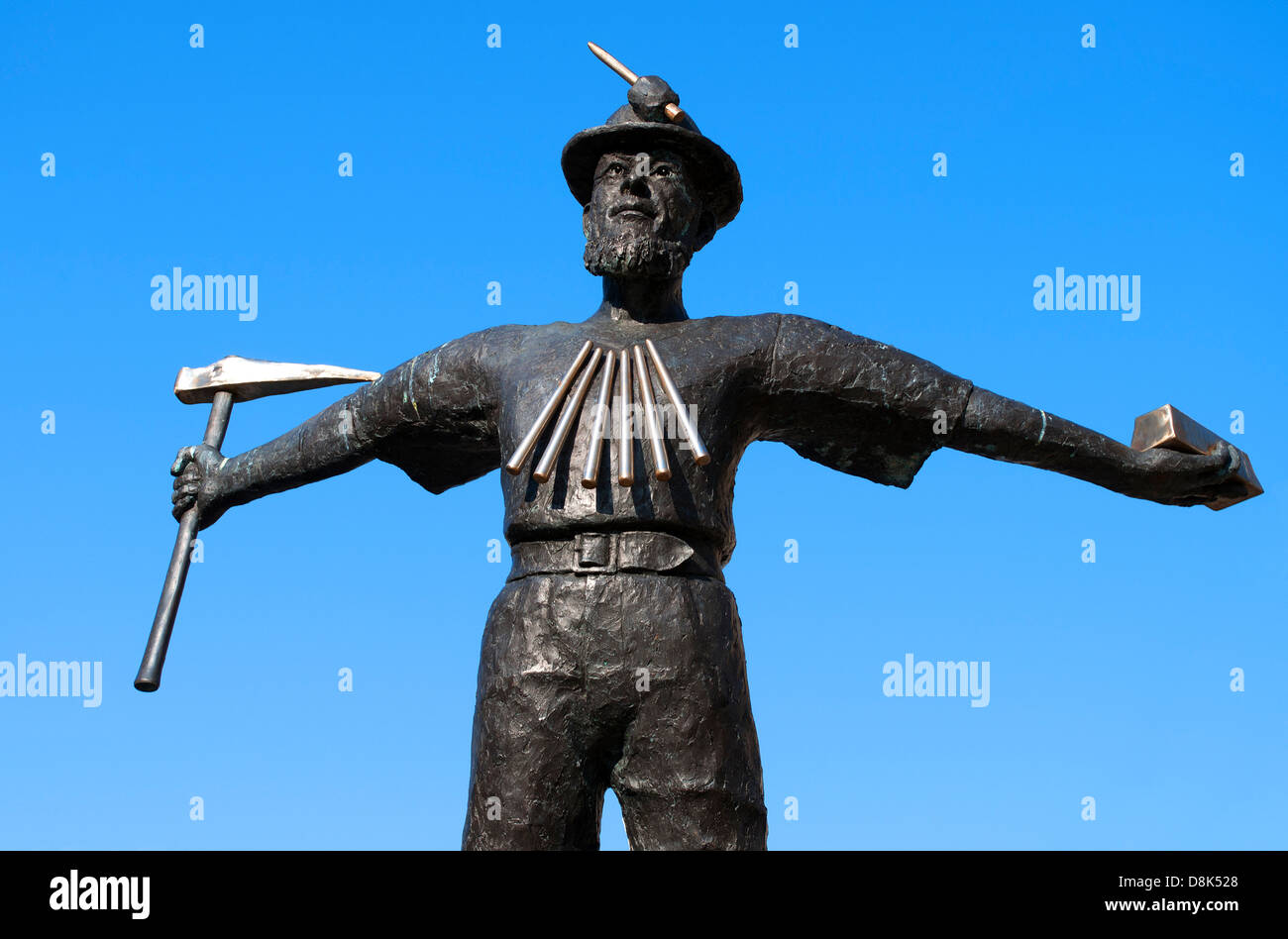 The memorial statue to Tin Miners at Redruth in Cornwall, UK Stock ...