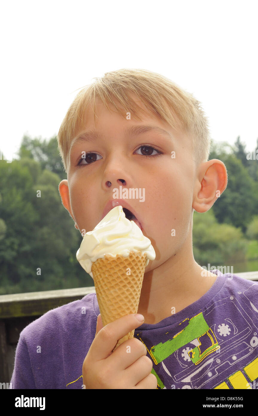 Boy with Ice-cream Stock Photo - Alamy
