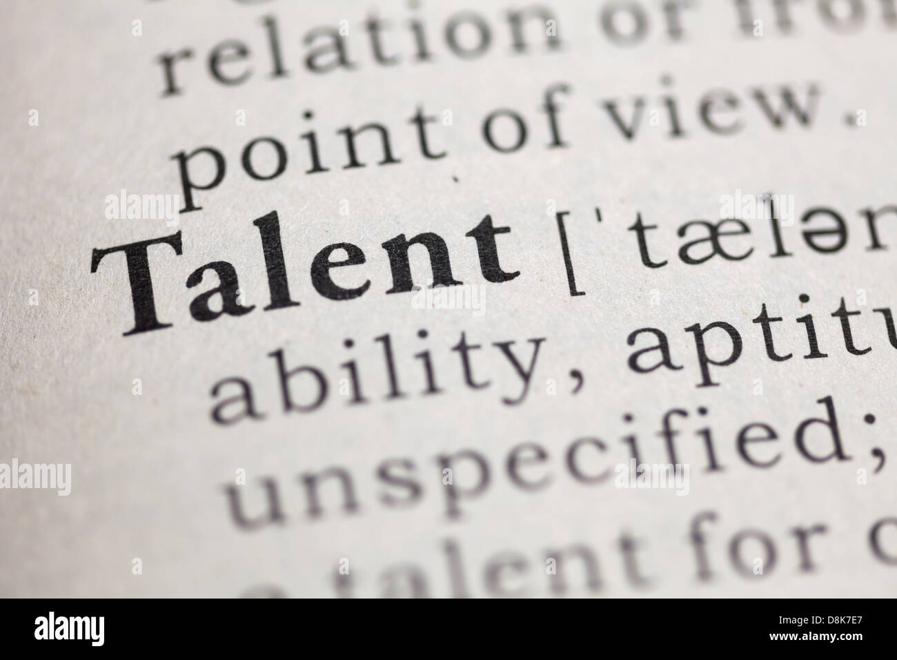 Dictionary definition of the word talent Stock Photo - Alamy