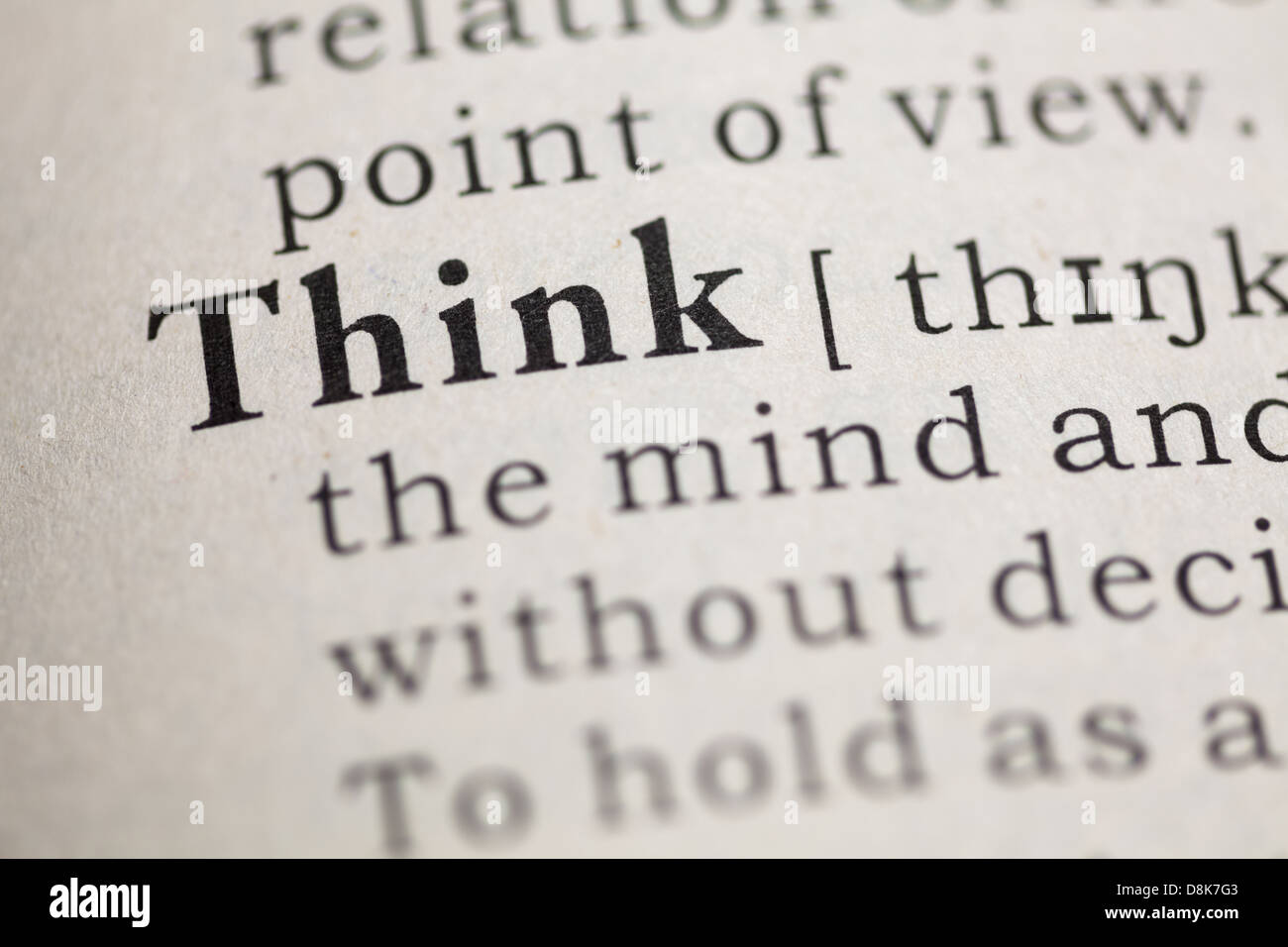 Dictionary definition of the word think Stock Photo - Alamy