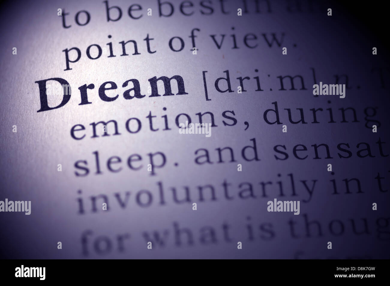 Dictionary definition of the word Dream Stock Photo - Alamy