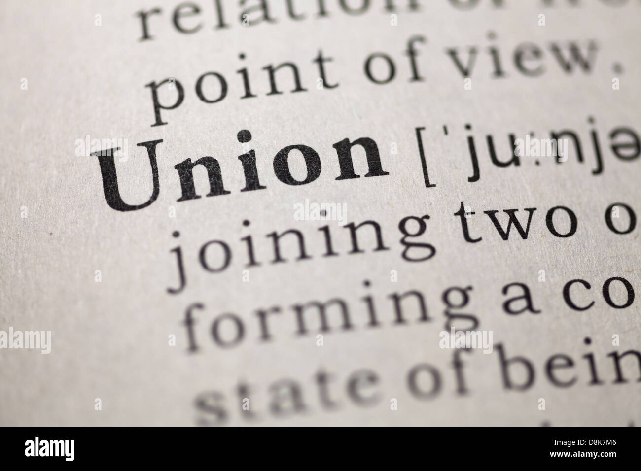Dictionary definition of the word Union Stock Photo - Alamy