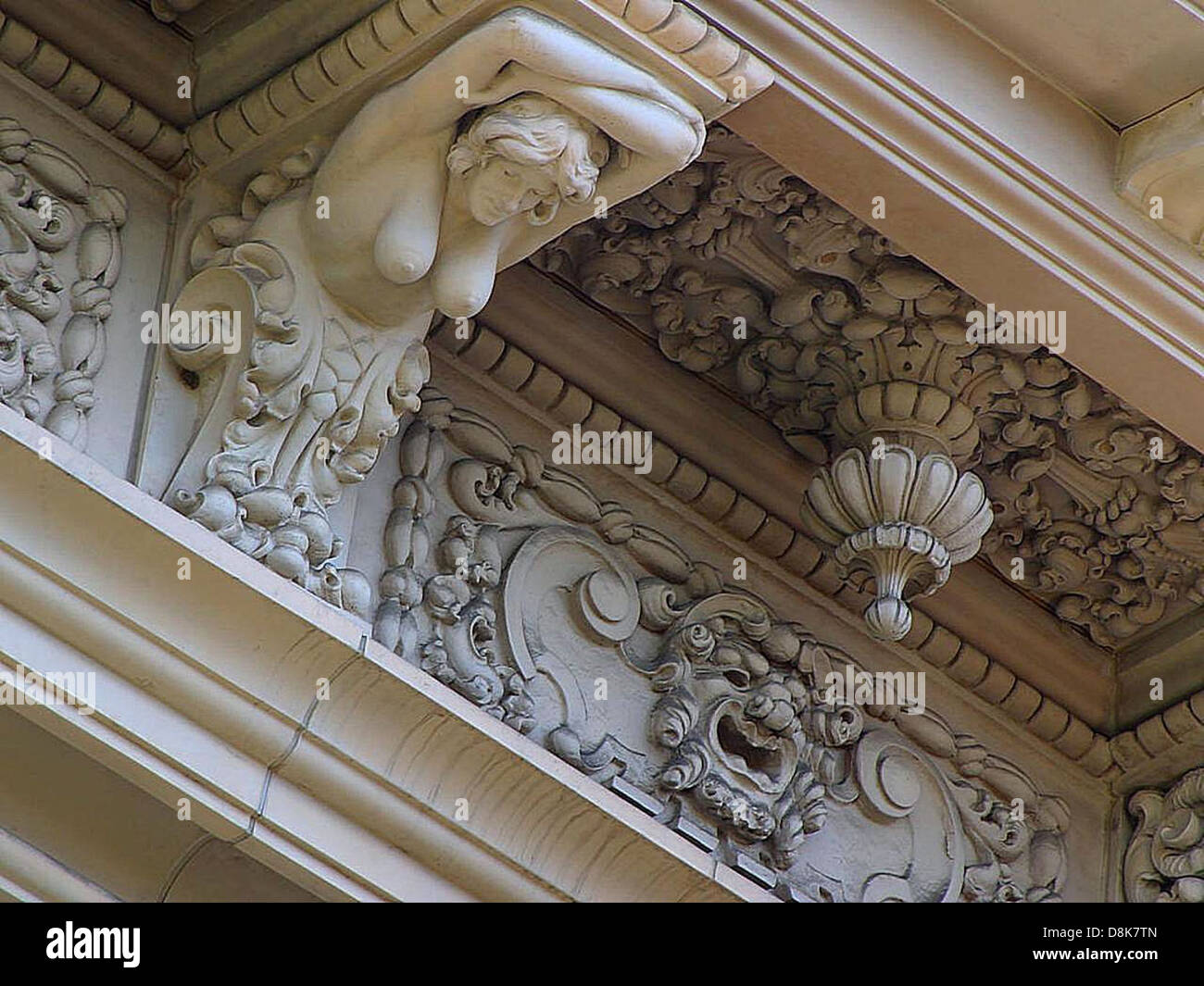 A close-up of intricate stonework on a building's facade. The image ...