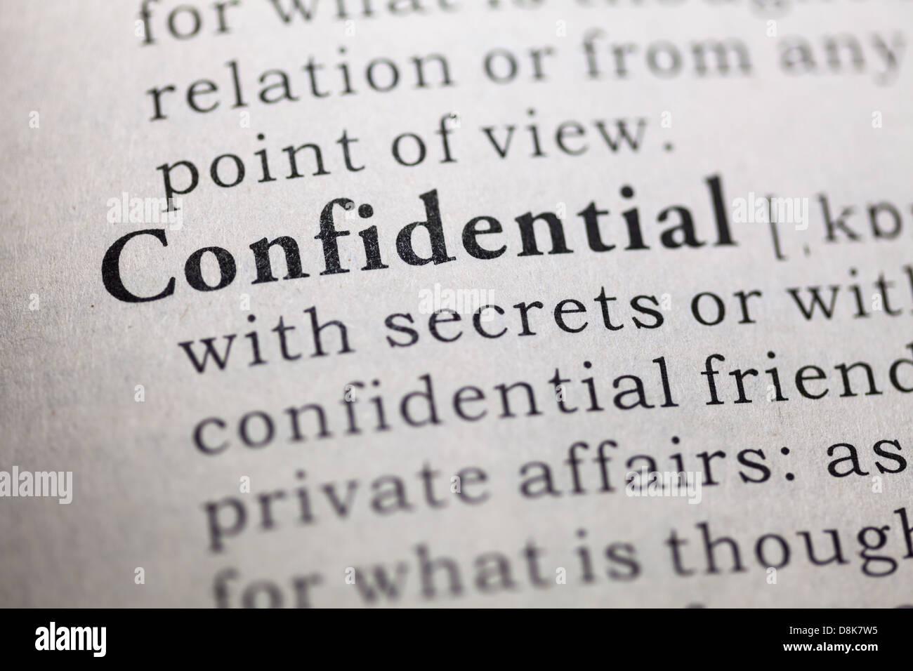 Dictionary definition of the word confidential Stock Photo - Alamy