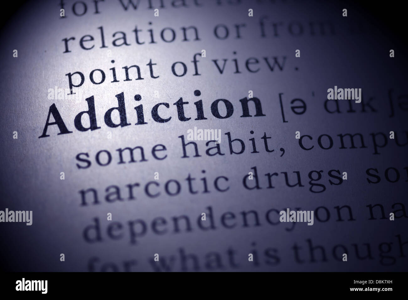 Dictionary definition of the word Addiction Stock Photo - Alamy
