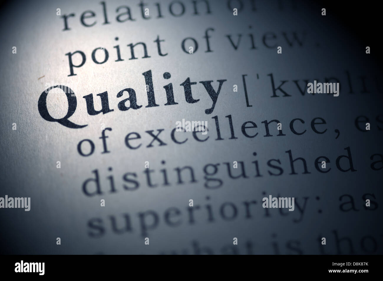 Dictionary definition of the word Quality Stock Photo - Alamy