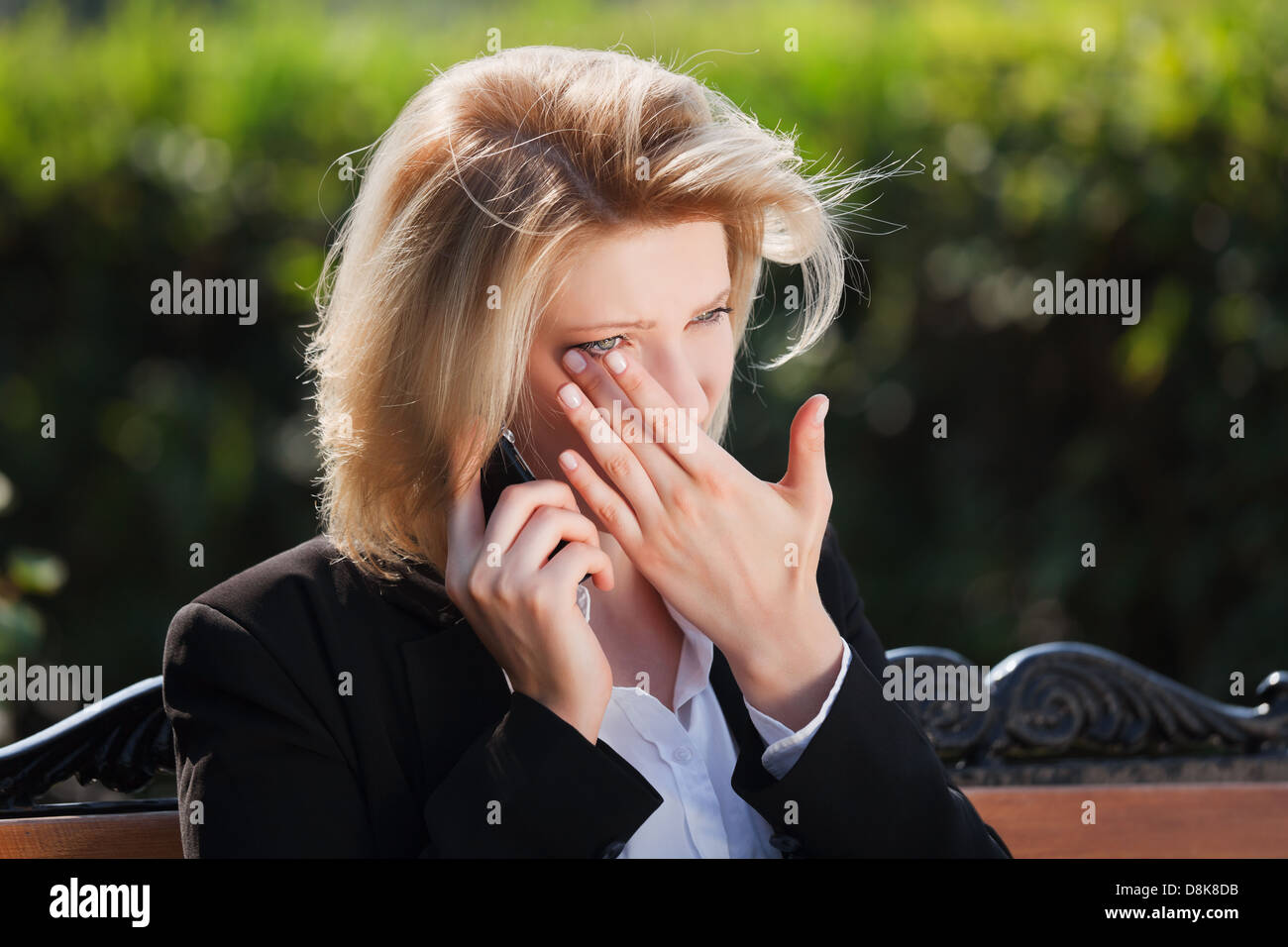 Sad woman crying on street hi-res stock photography and images - Alamy