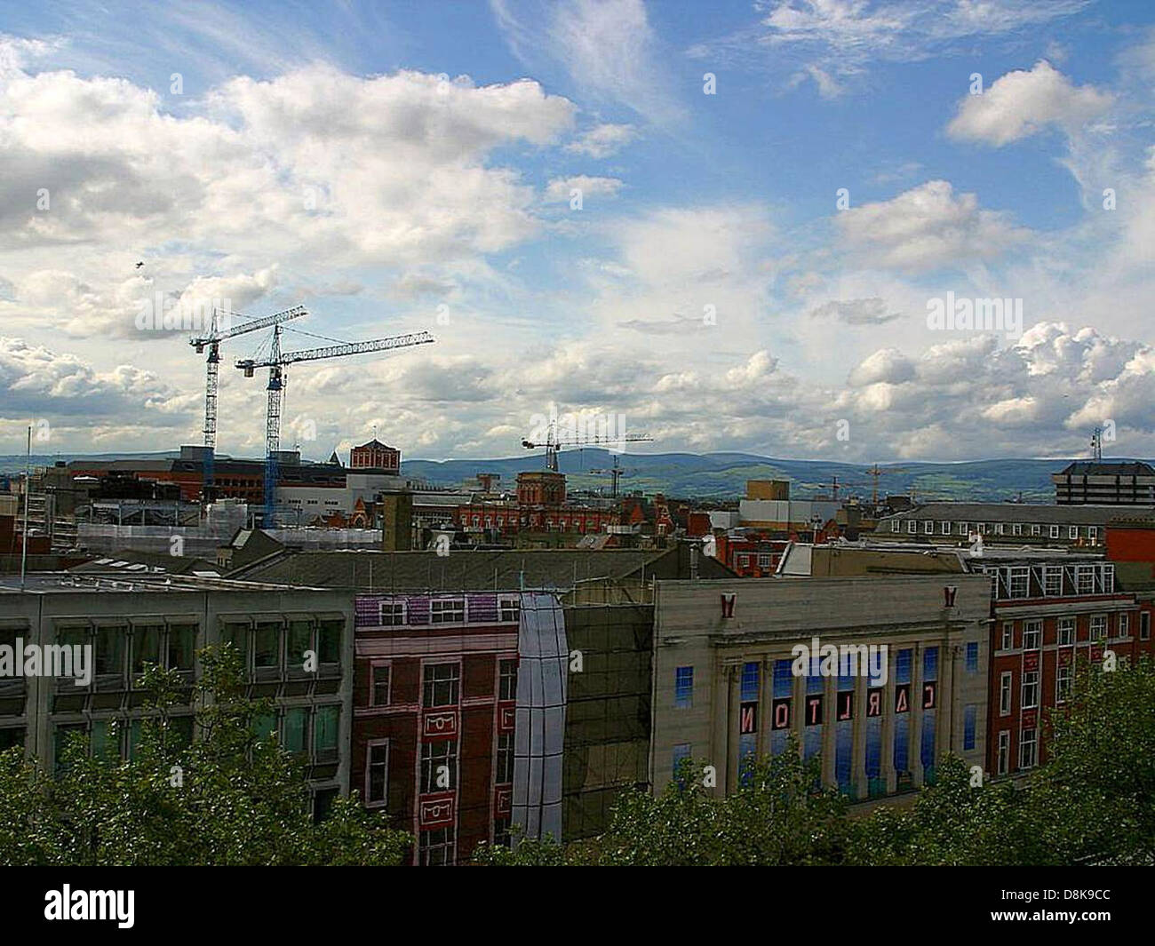 A panoramic view of a town from the top of a building, offering a bird ...