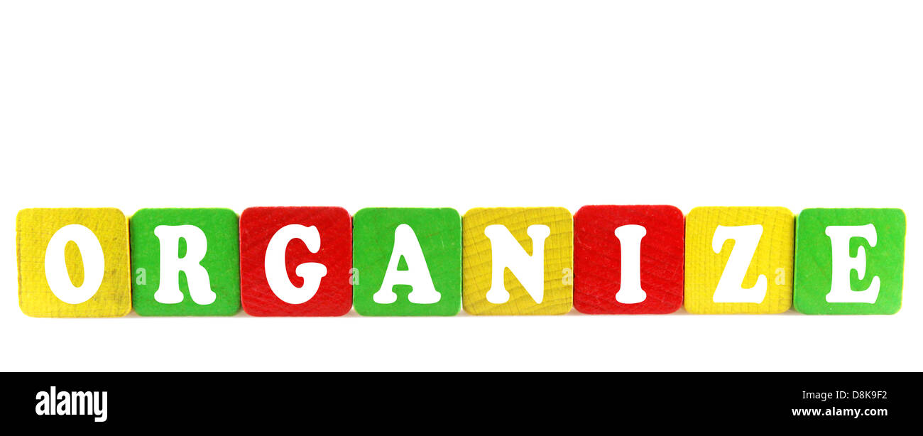 isolated text in wooden building blocks Stock Photo - Alamy