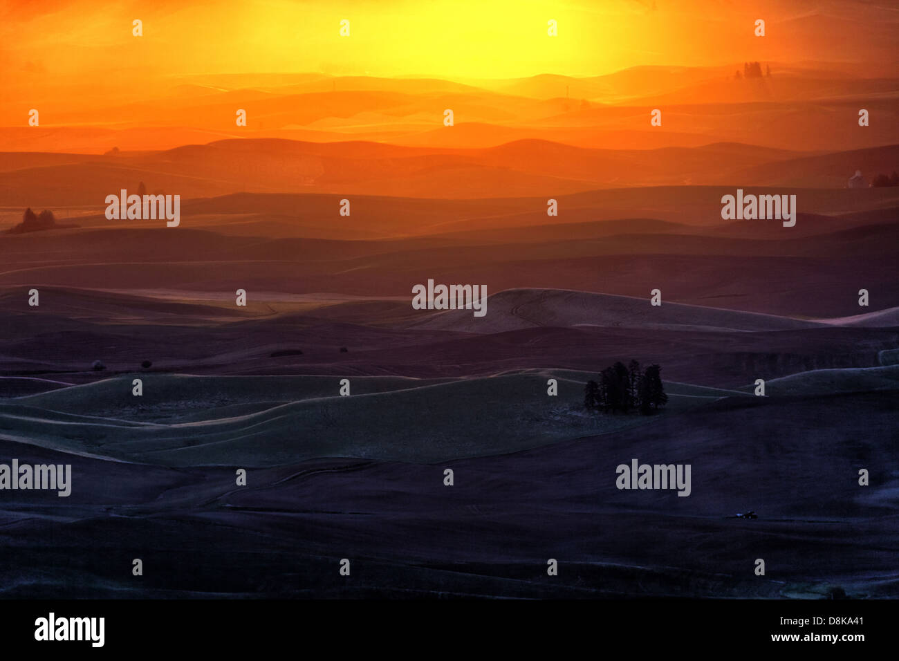 rolling hill and Farm Land, sunrise Stock Photo - Alamy