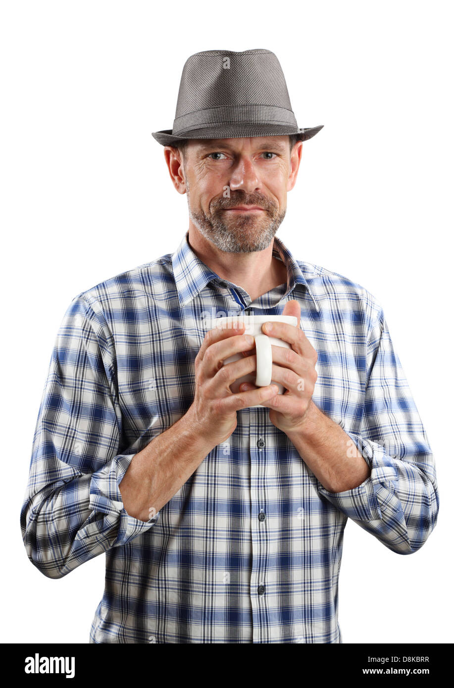 A brightly lit portrait of a 40-something male with a soft smile ...