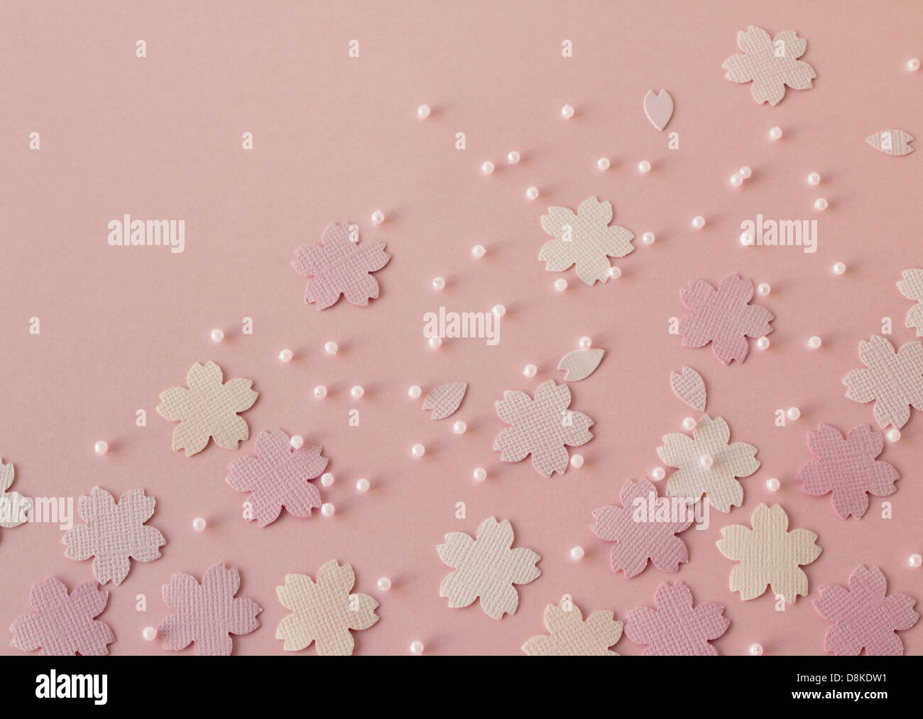 Pastel-colored cherry blossoms and beads Stock Photo - Alamy