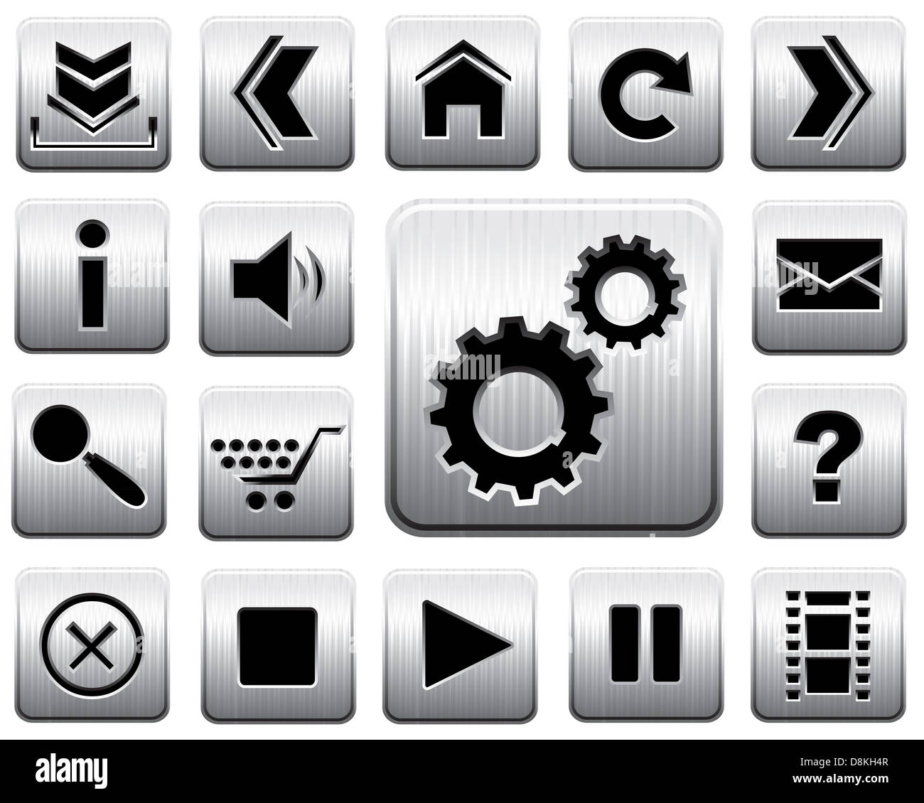 Vector metal icon set Stock Photo - Alamy