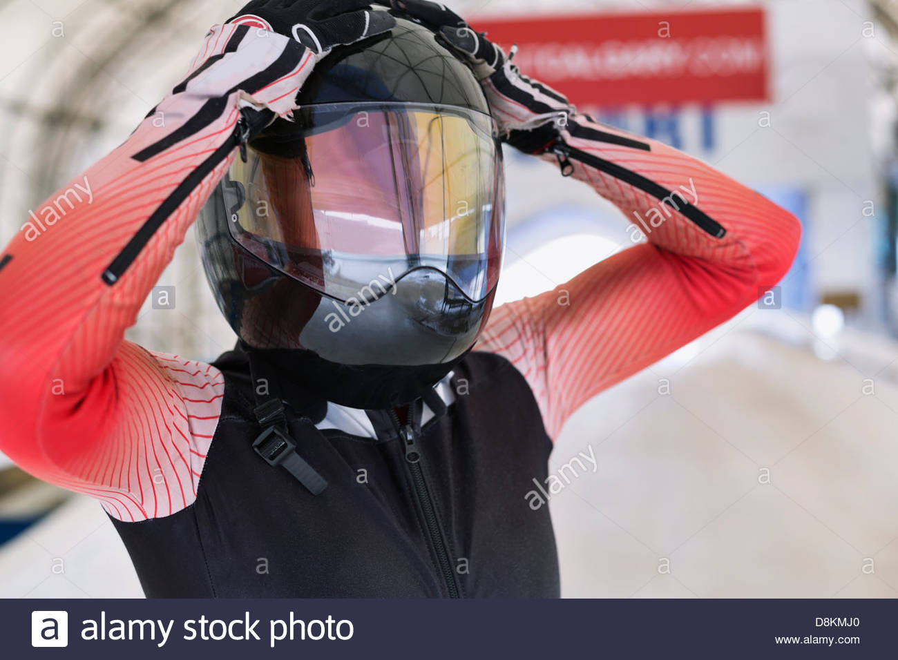 Female skeleton athlete preparing for race Stock Photo - Alamy