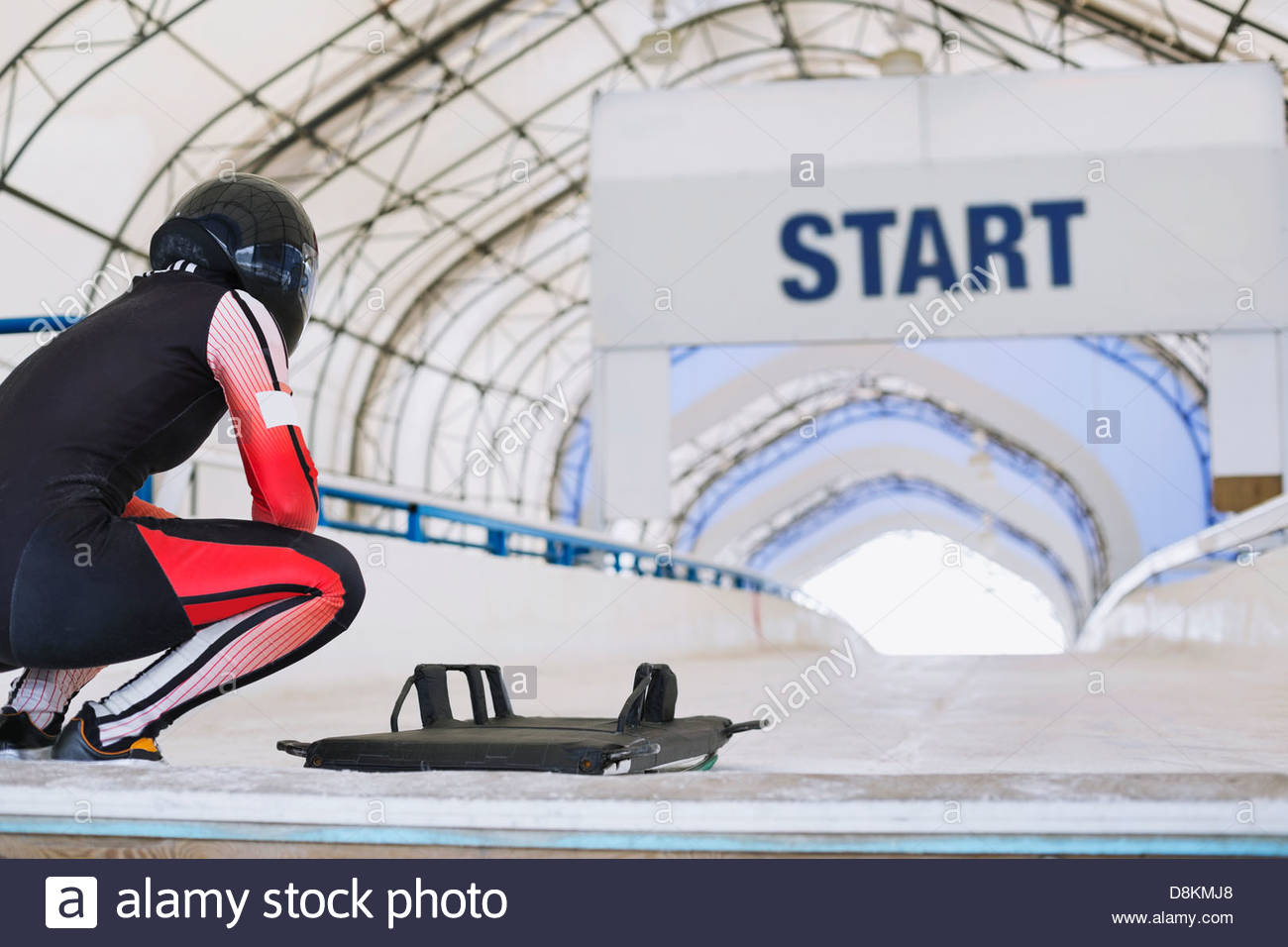 Female skeleton athlete preparing for race Stock Photo - Alamy