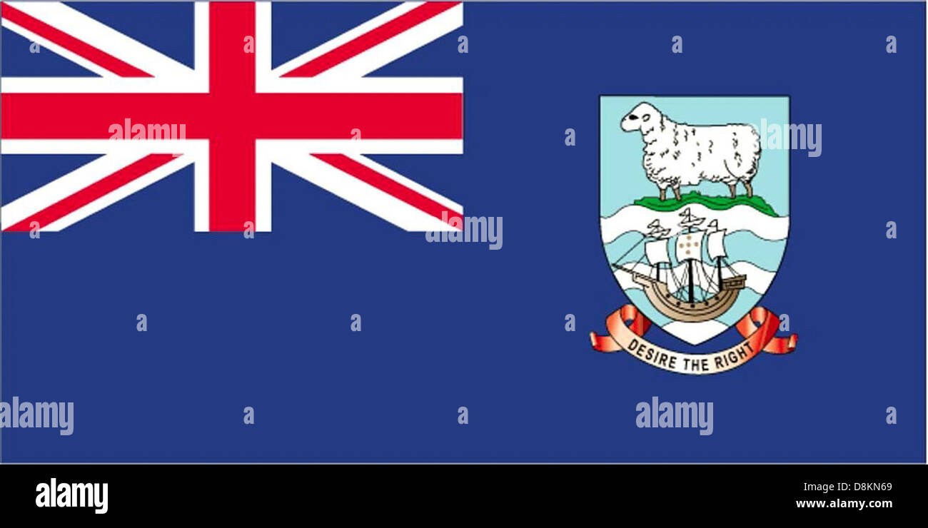 The flag of the Falkland Islands, also known as Islas Malvinas ...