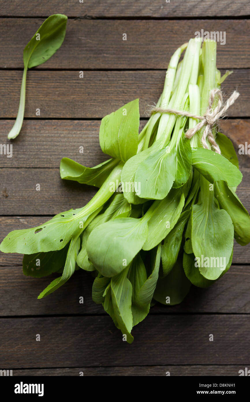 Chinese cabbage, pak choi on the boards, food Stock Photo - Alamy