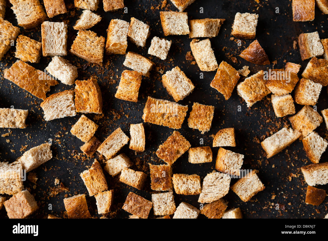 bread small squares, homemade croutons, food close up Stock Photo - Alamy