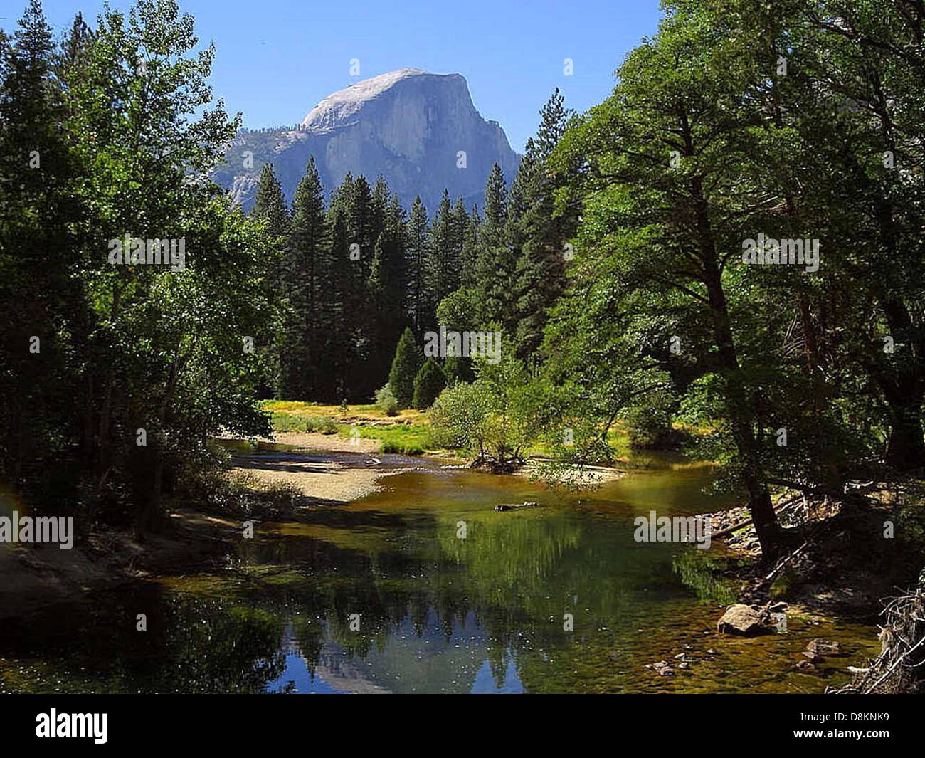 A view of Half Dome from Sentinel Bridge in Yosemite National Park ...