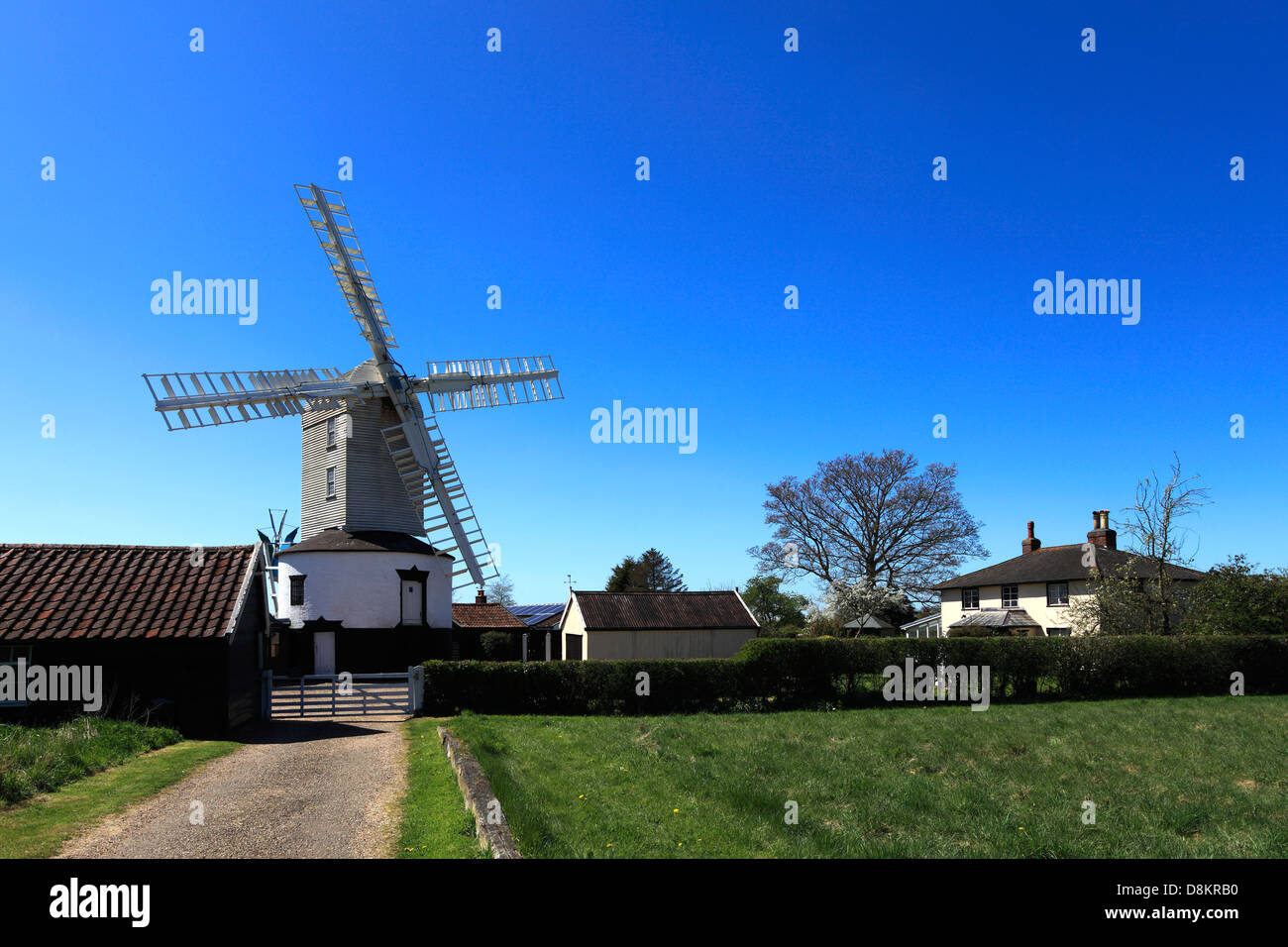 Saxtead Green Post Mill, restored windmill, Saxtead Green village ...