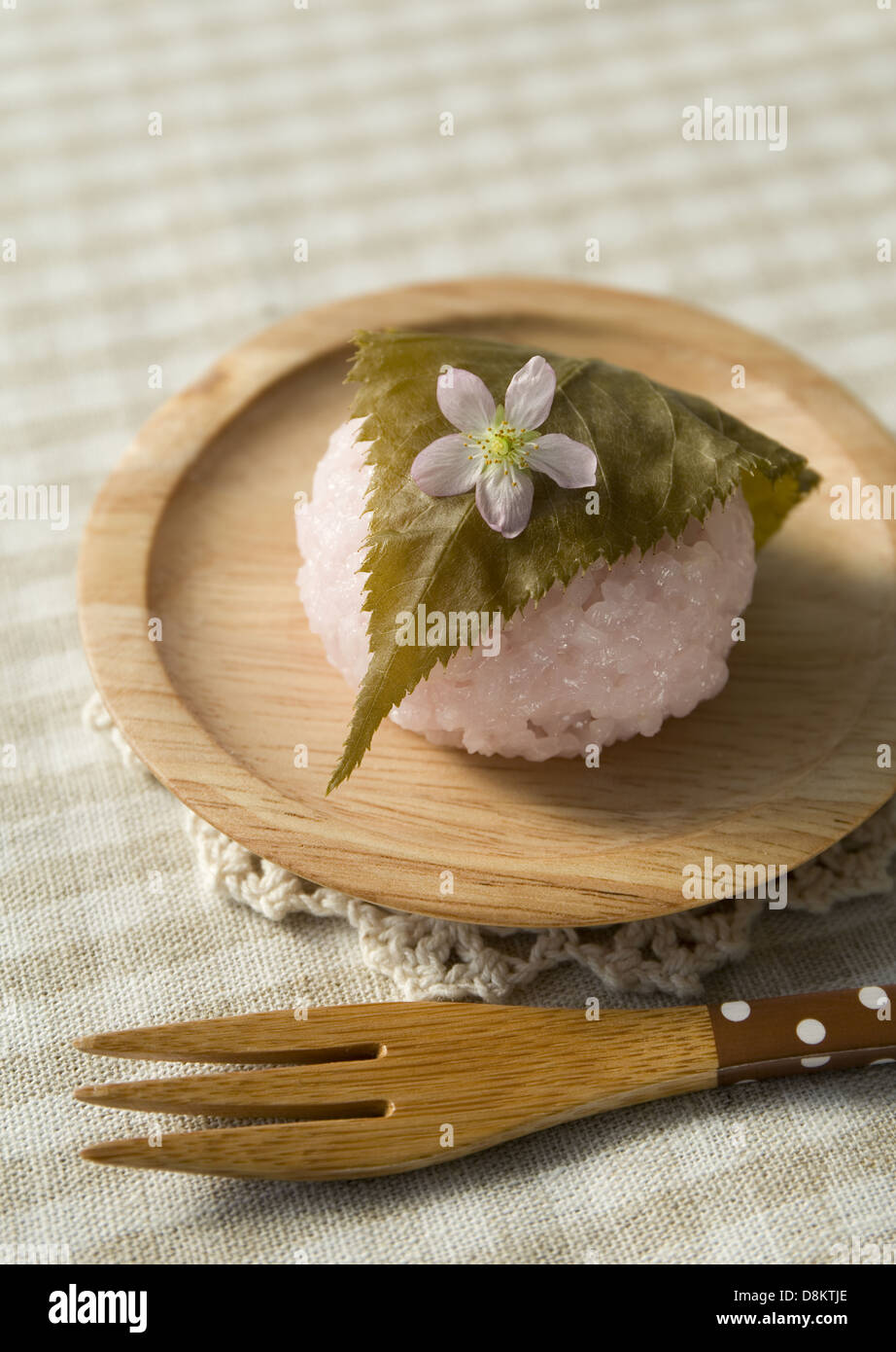 Sakura mochi (cherry flavored soft sweet rice cake Stock Photo - Alamy