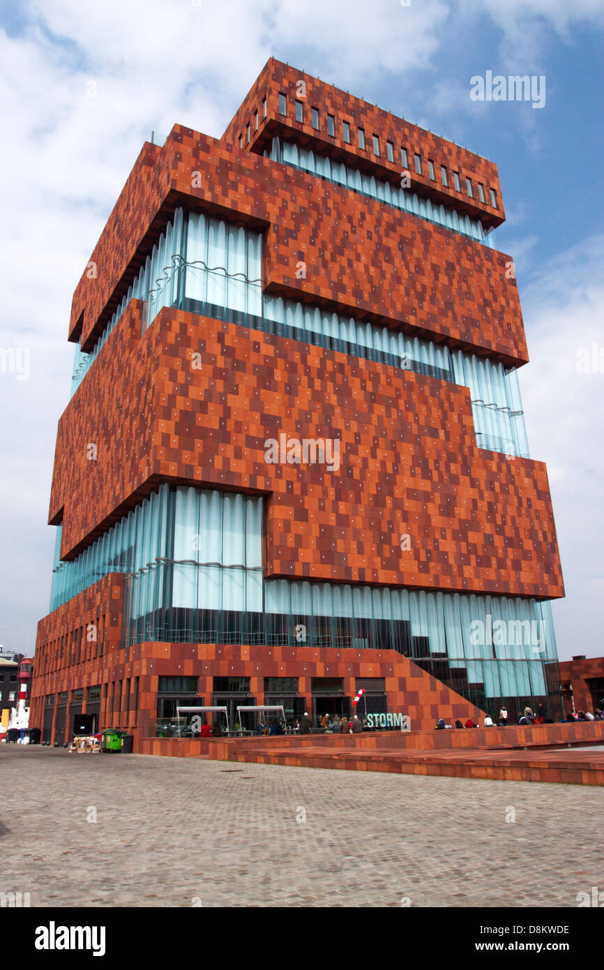 Futuristic building of MAS Museum located at old harbour. Antwerp ...