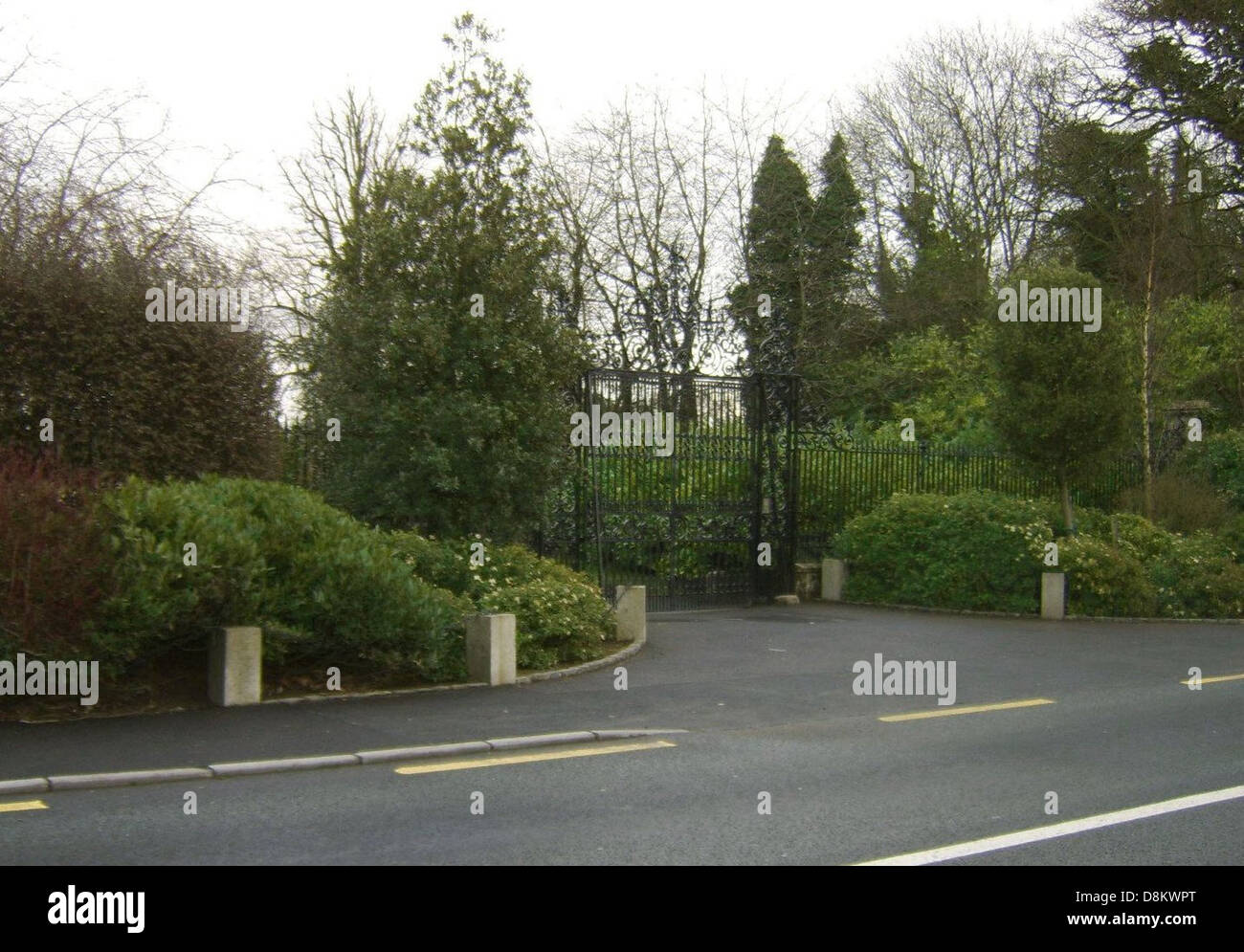 This image shows the grand gates at Castlemartin Estate in Kilcullen ...