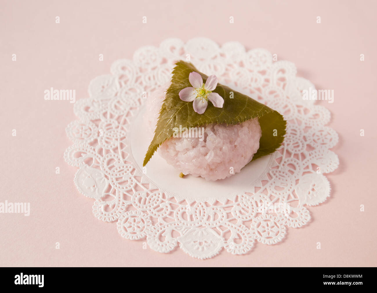 Sakura mochi (cherry flavored soft sweet rice cake Stock Photo - Alamy