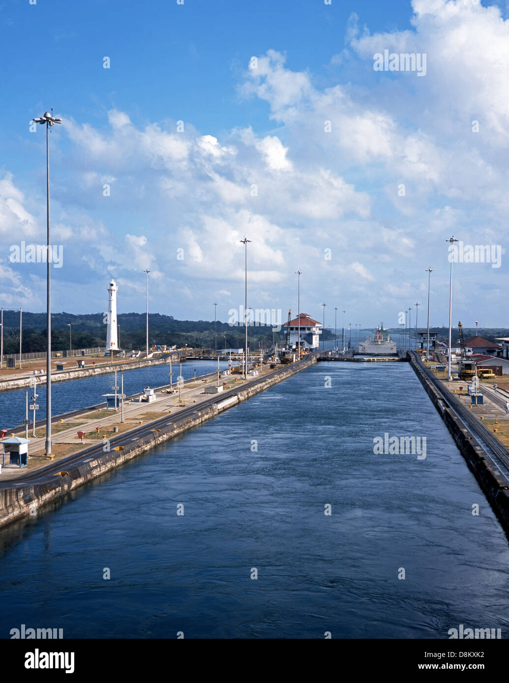 Gatun Lock at the Caribbean entrance to the ship canal, Colon Province ...