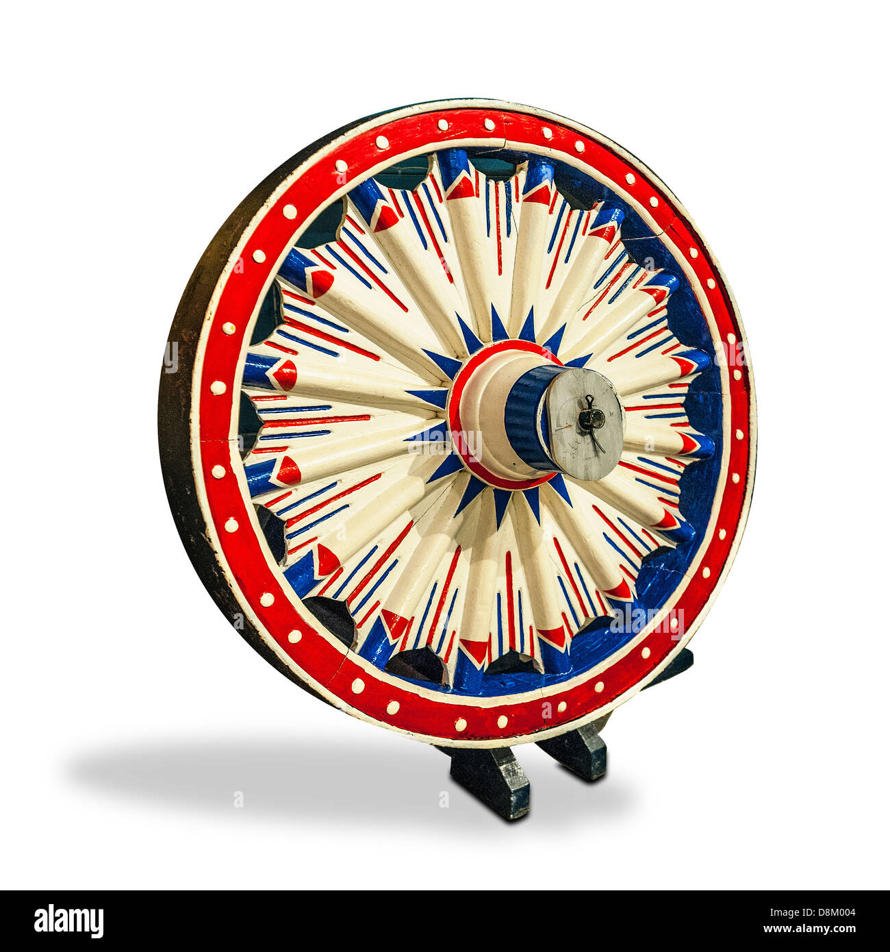 A restored,wooden hand carved,circus wagon wheel Stock Photo - Alamy