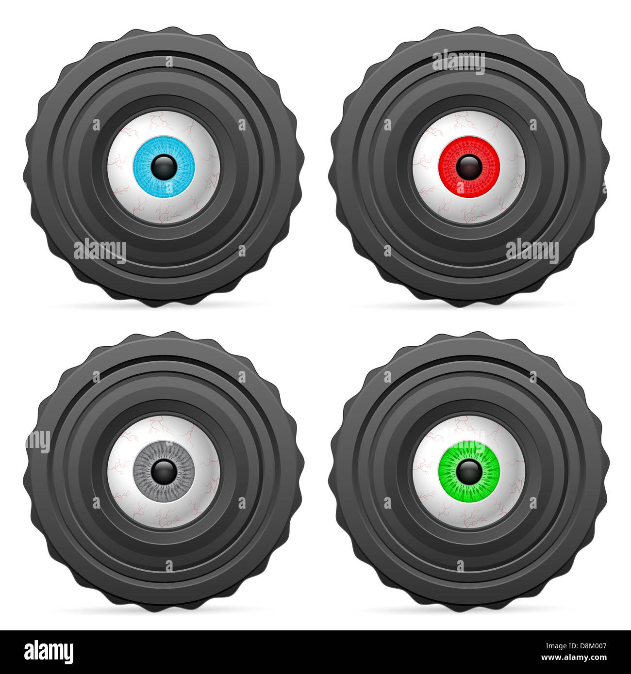 Lens with horror bloody eyeball on white background Stock Photo - Alamy