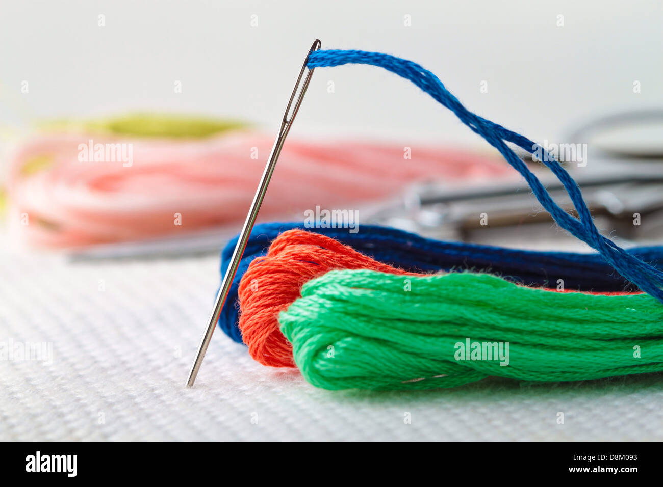 Cross stitch crafting material Stock Photo - Alamy