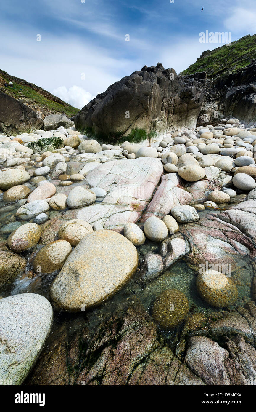 Rocks at Porth Nanven in Cornwall Stock Photo - Alamy
