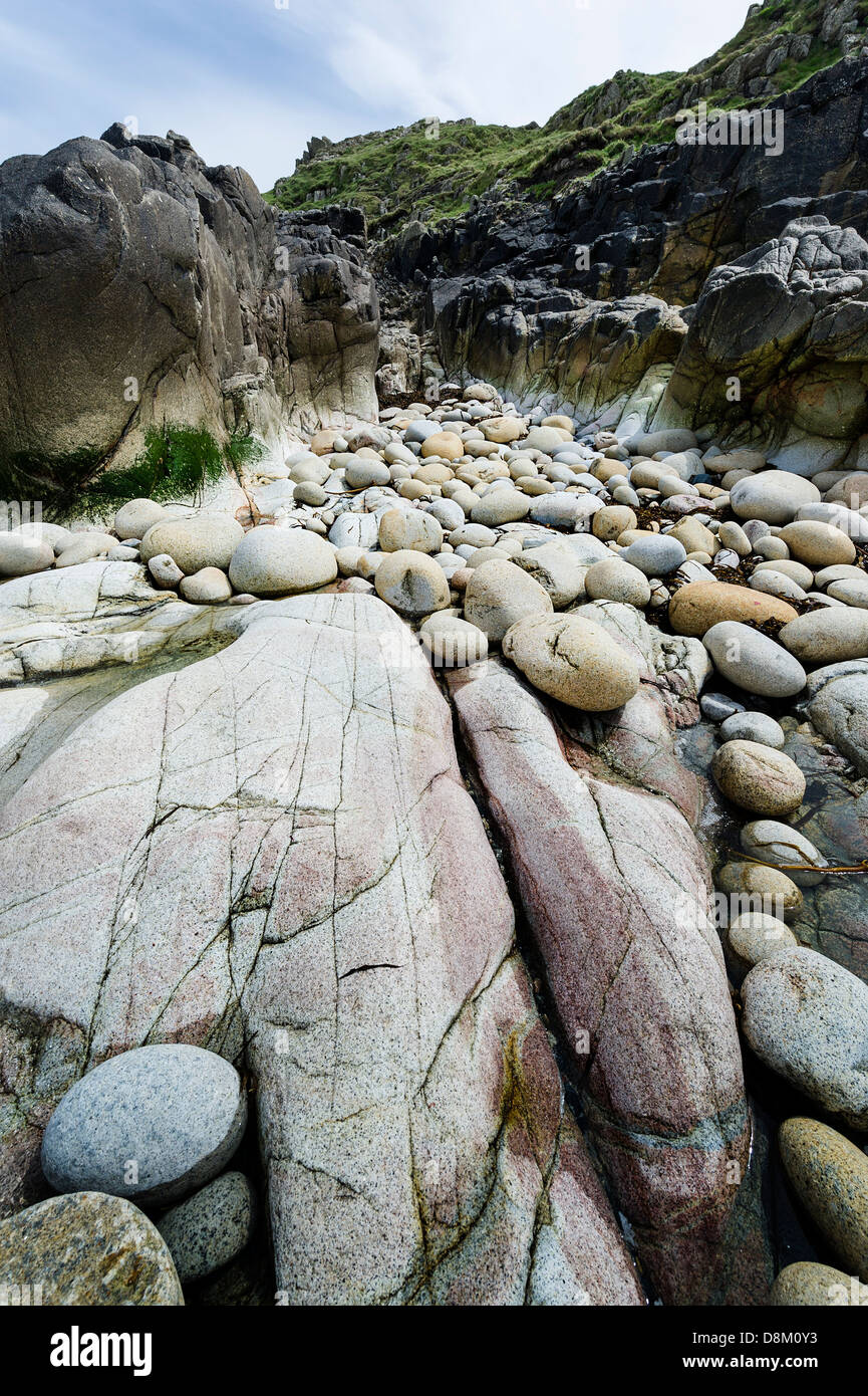 Rocks at Porth Nanven in Cornwall Stock Photo - Alamy