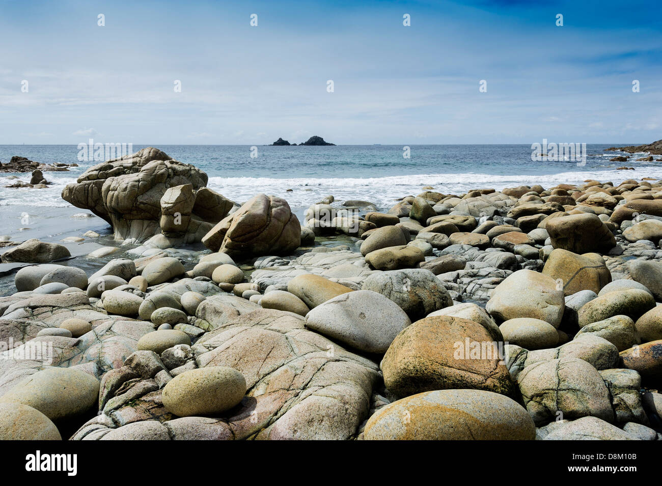 Rocks at Porth Nanven in Cornwall Stock Photo - Alamy