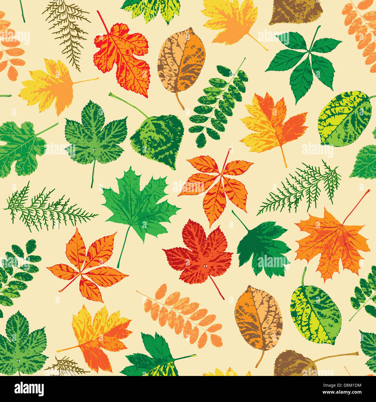 Autumn leaves seamless pattern Stock Photo - Alamy