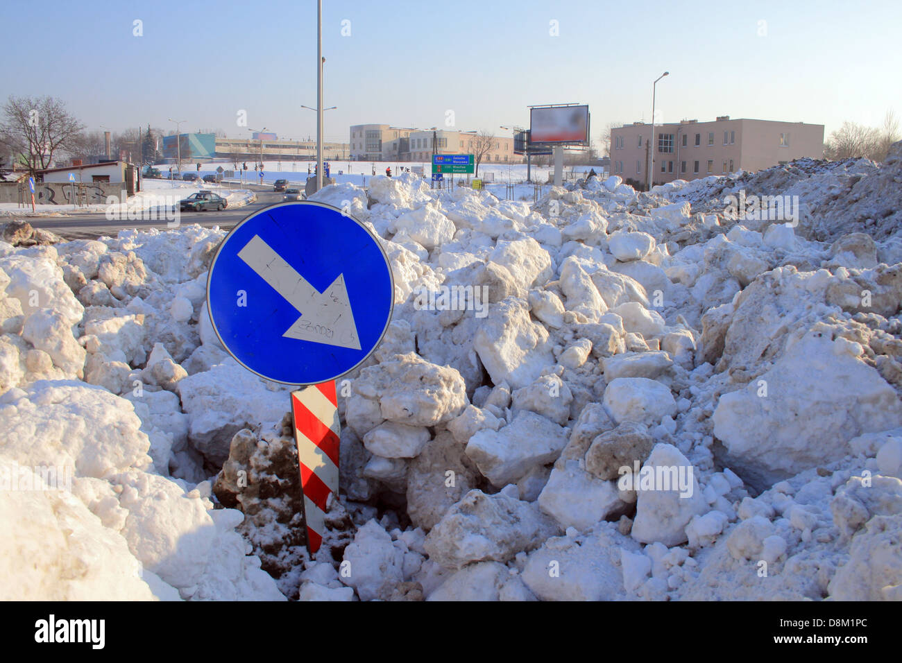 Heap of crushed snow collected from the town center Stock Photo - Alamy
