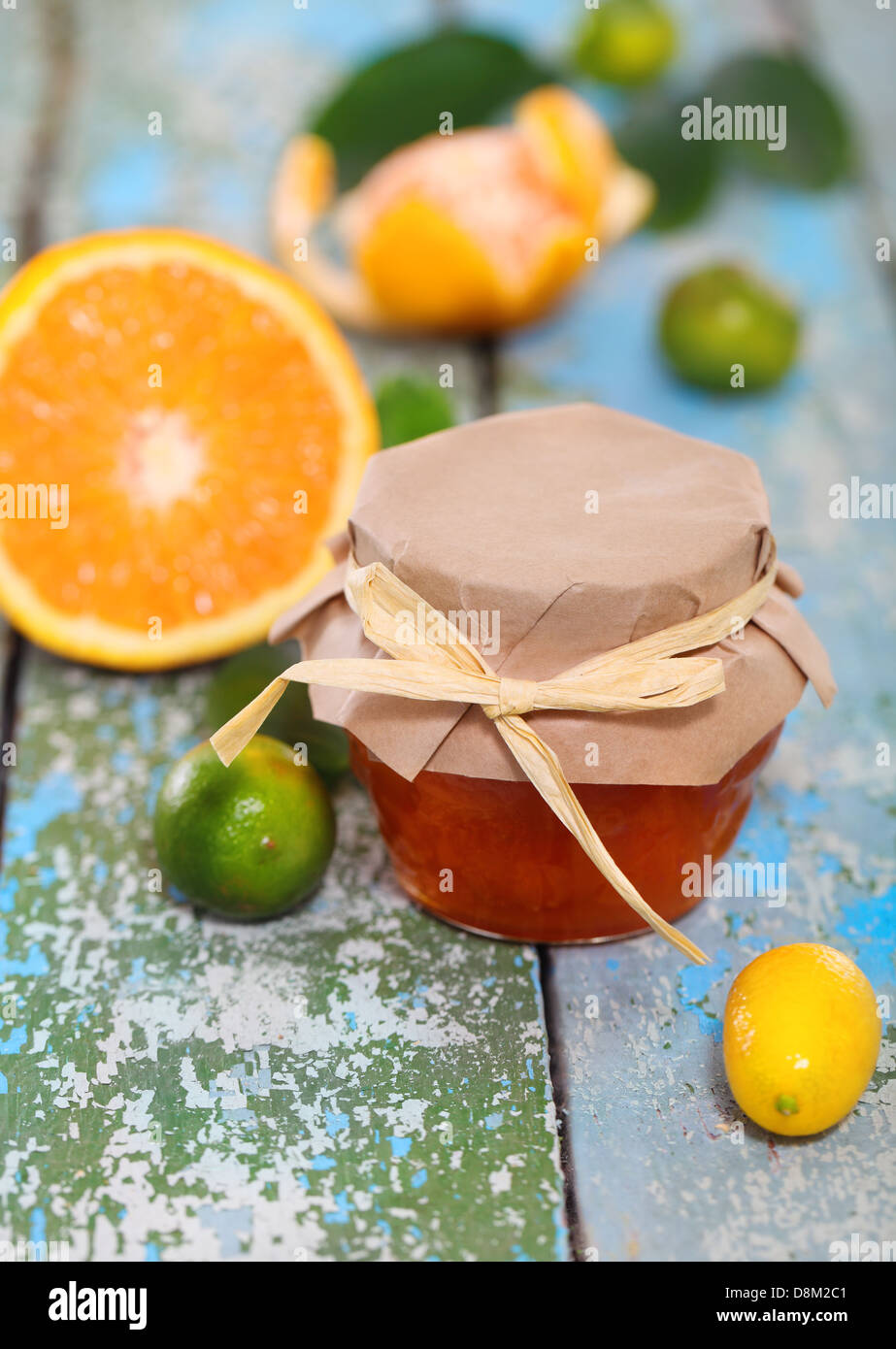 Fresh citrus jam and fruits Stock Photo - Alamy