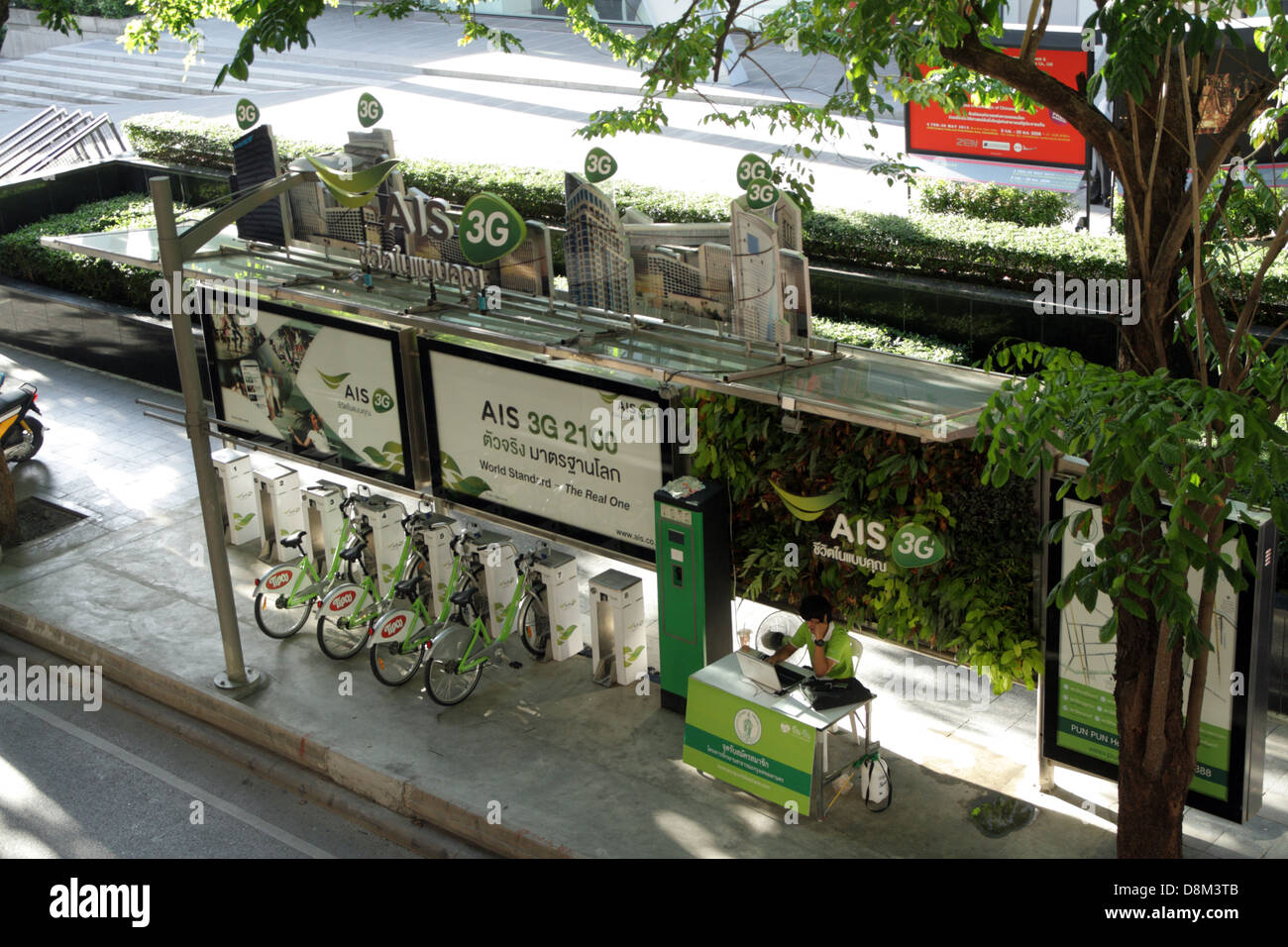 Bangkok bicycle rental zone on Rama 1 road in Bangkok , Thailand Stock ...