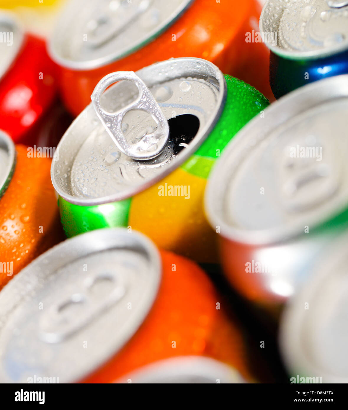 Cans of sweet drinks (or beer Stock Photo - Alamy