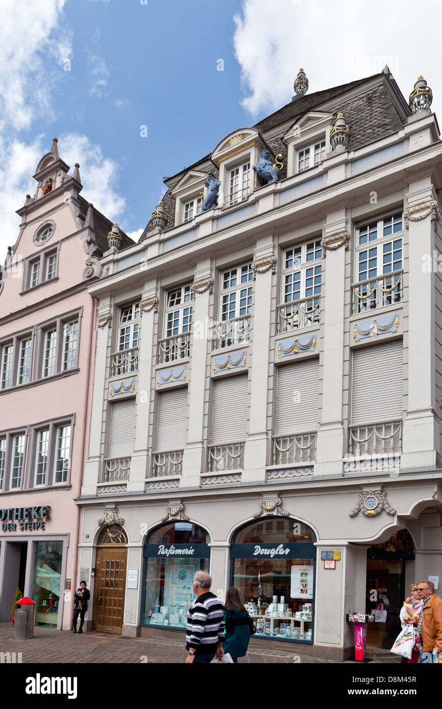Trier/ Treves: Historical facades in the Simeonstrasse; Rhineland ...