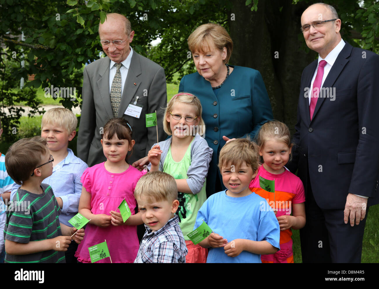 Grimmen, Germany. 31st May 2013. German Chancellor Angela Merkel (back ...