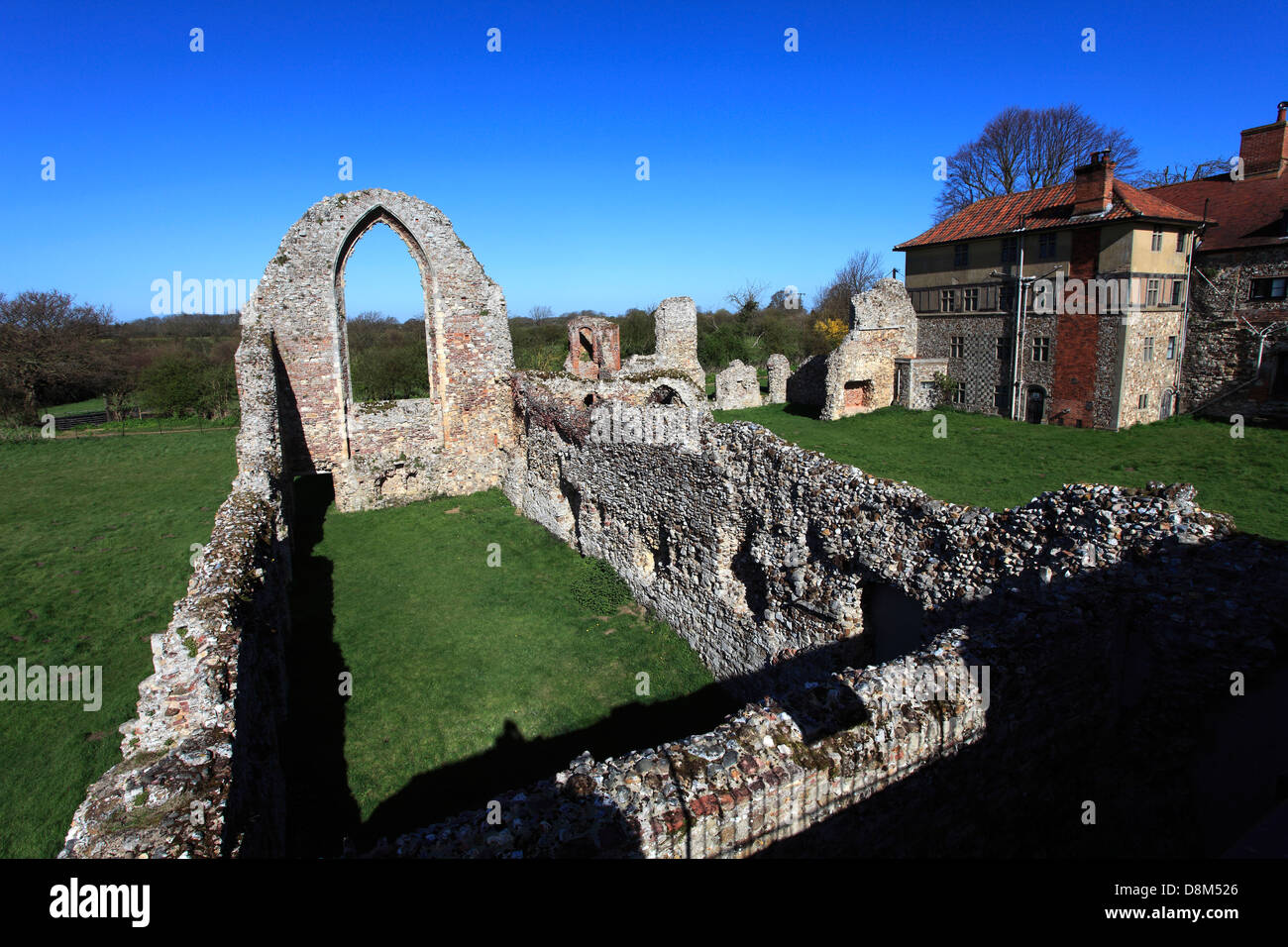 The ruins of Leiston Abbey near Aldeburgh in Suffolk County, England ...