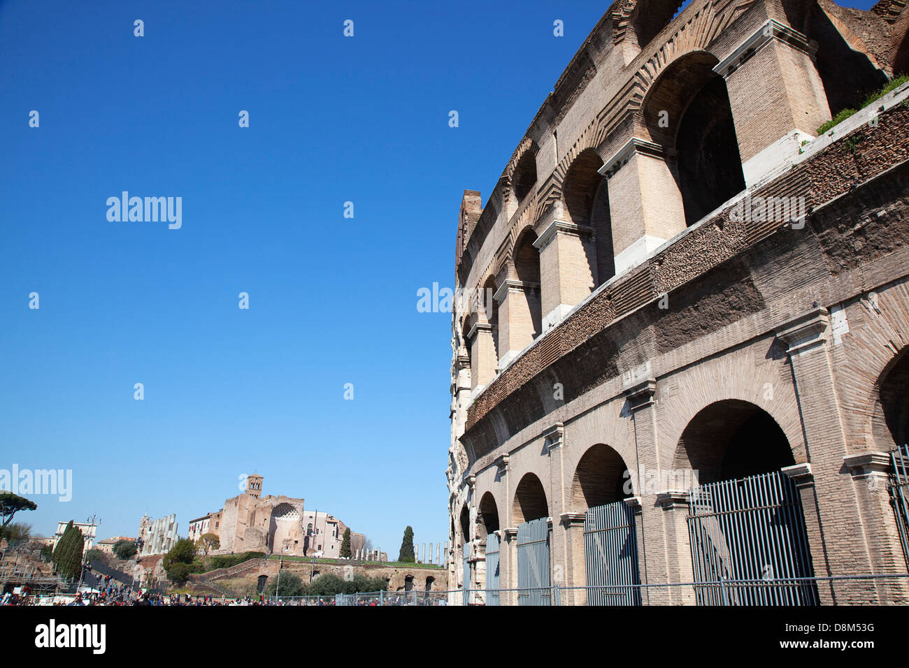 Italy, Lazio, Rome, View of the the ancient Roman Coliseum ruins Stock ...